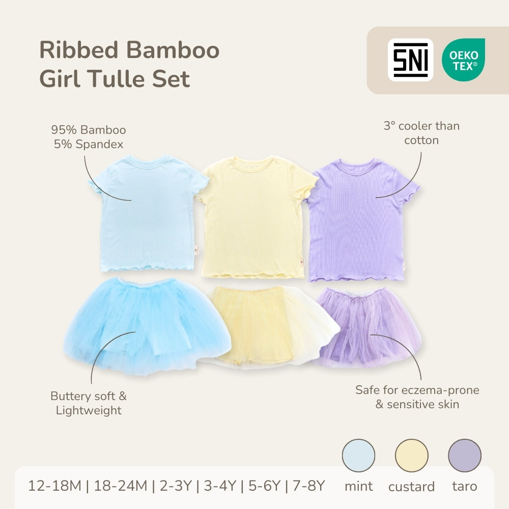 PETIT BEARY - Ribbed Bamboo Girl Tulle Set – Littlesprout.sg