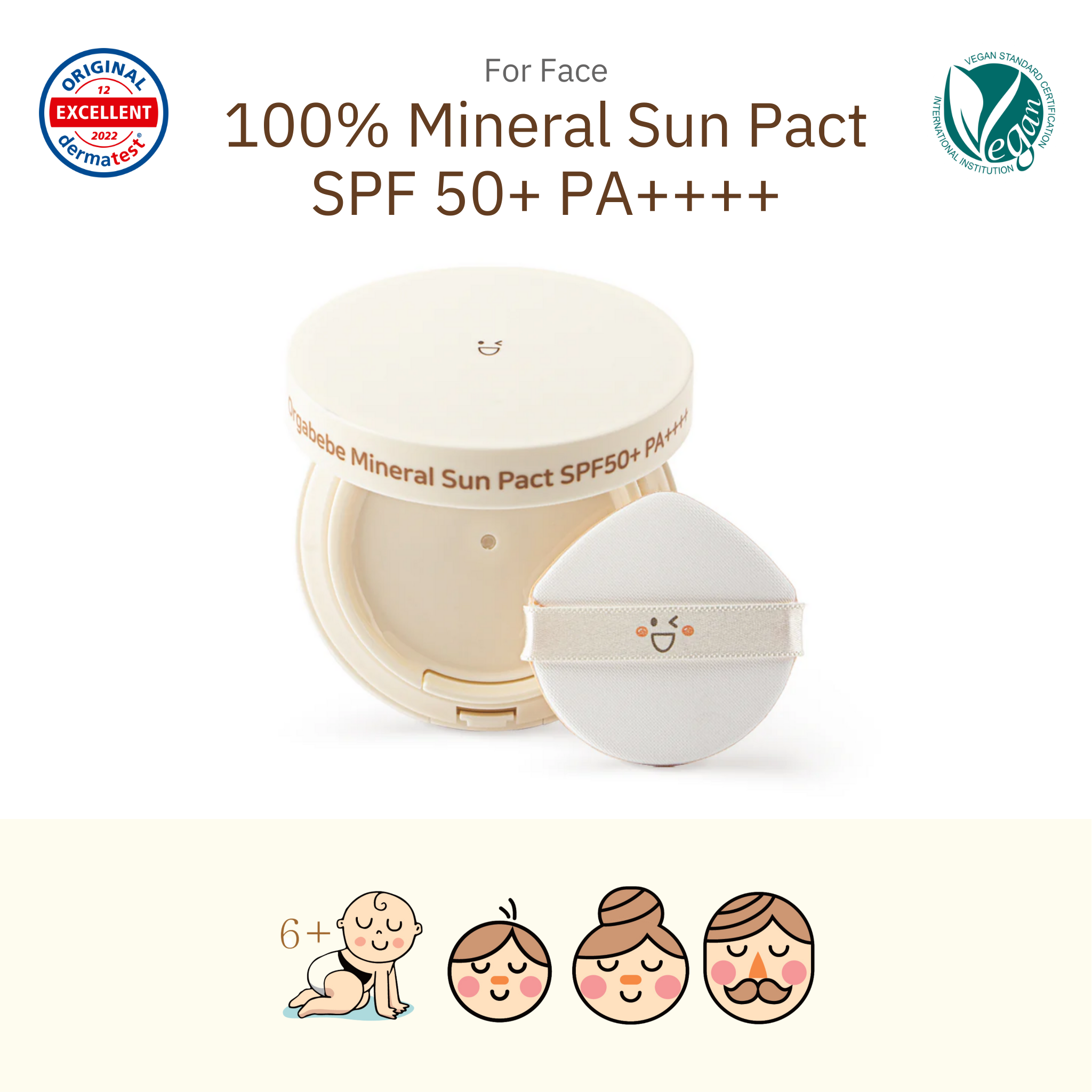 Orgabebe Mineral Sun Pact SPF 50+ PA++++ – Littlesprout.sg